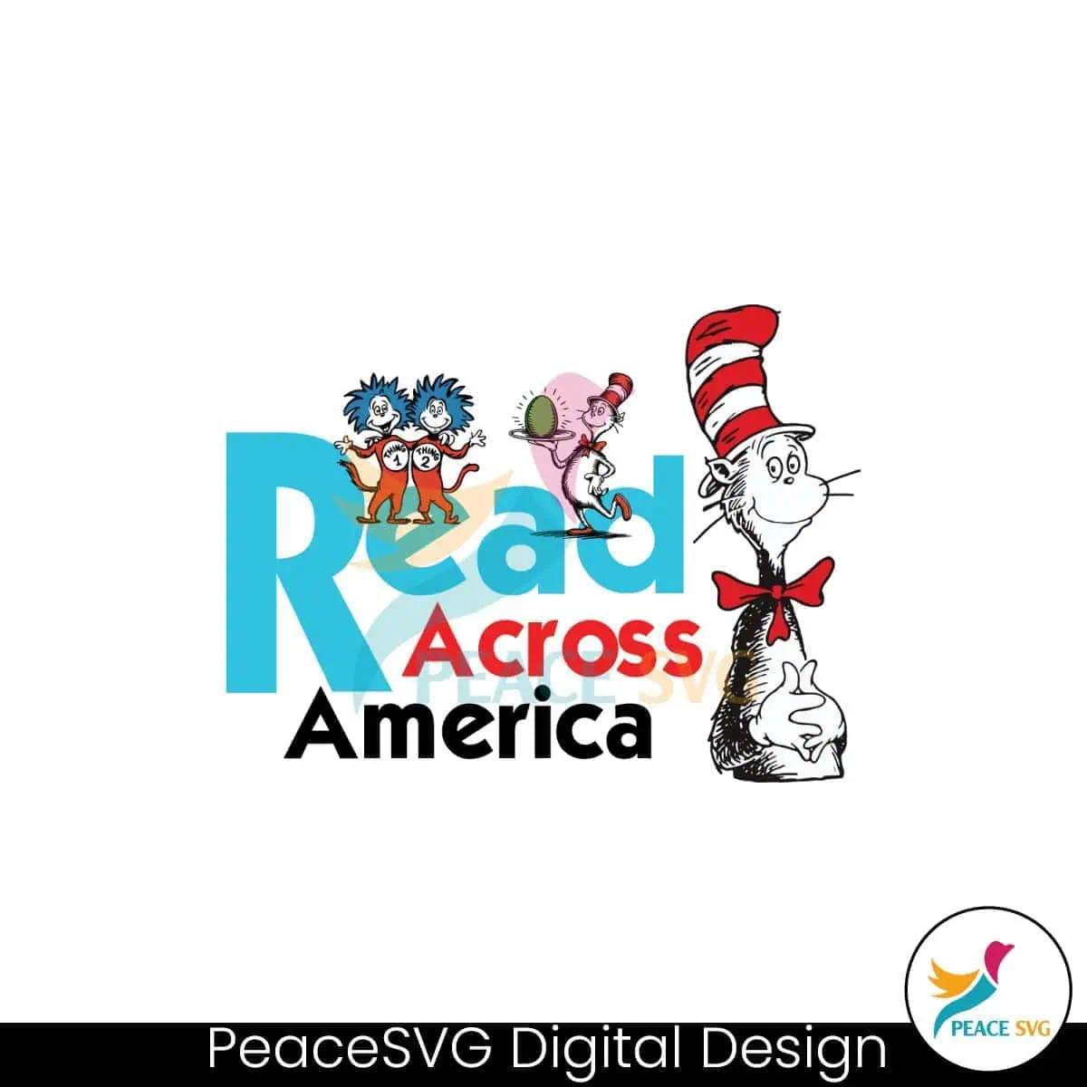 Dr Seuss Cat Read Across America Svg Digital Download | Peace SVG